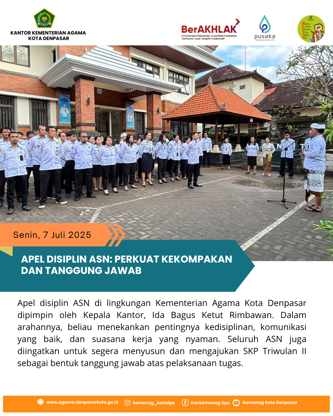 Apel Disiplin ASN: Perkuat Kekompakan dan Tanggung Jawab - Kantor ...