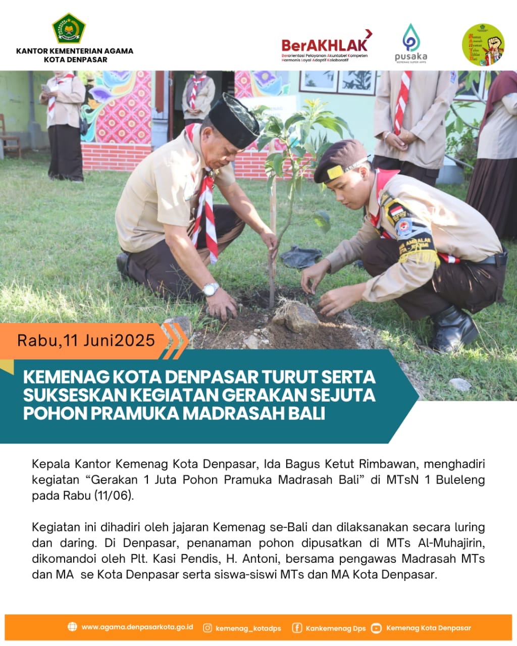 Kemenag Kota Denpasar turut serta sukseskan kegiatan Gerakan sejuta ...