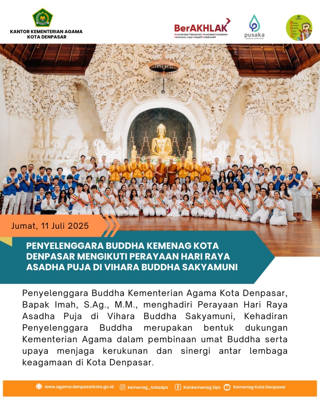 Penyelenggara Buddha Kemenag Kota Denpasar Mengikuti Perayaan Hari Raya ...